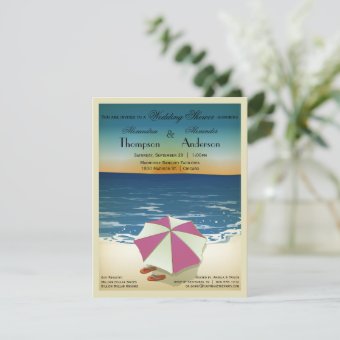 Retro Post Card Inspired Beach Scene Invite | Zazzle