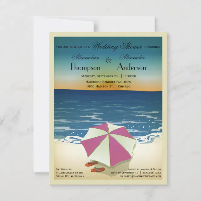 Retro Post Card Inspired Beach Scene Invite | Zazzle
