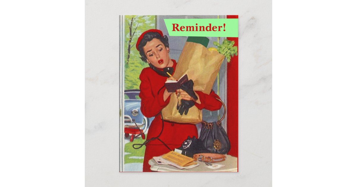 Retro Postcard Busy Lady Appointment Reminder PC | Zazzle
