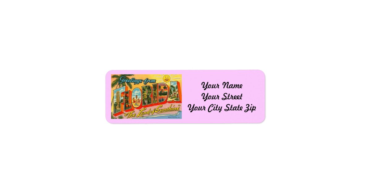 Retro Postcard Florida Return Label | Zazzle