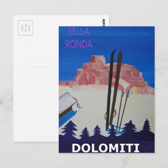 Retro Poster Dolomiti Italy at Sella Ronda Postcard | Zazzle