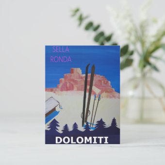 Retro Poster Dolomiti Italy at Sella Ronda Postcard | Zazzle