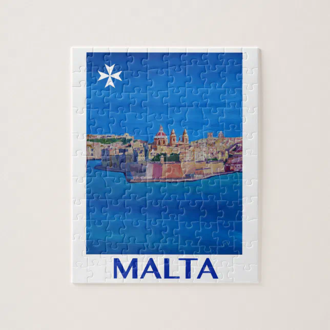RETRO POSTER Malta Valetta City of KnightsII Jigsaw Puzzle | Zazzle