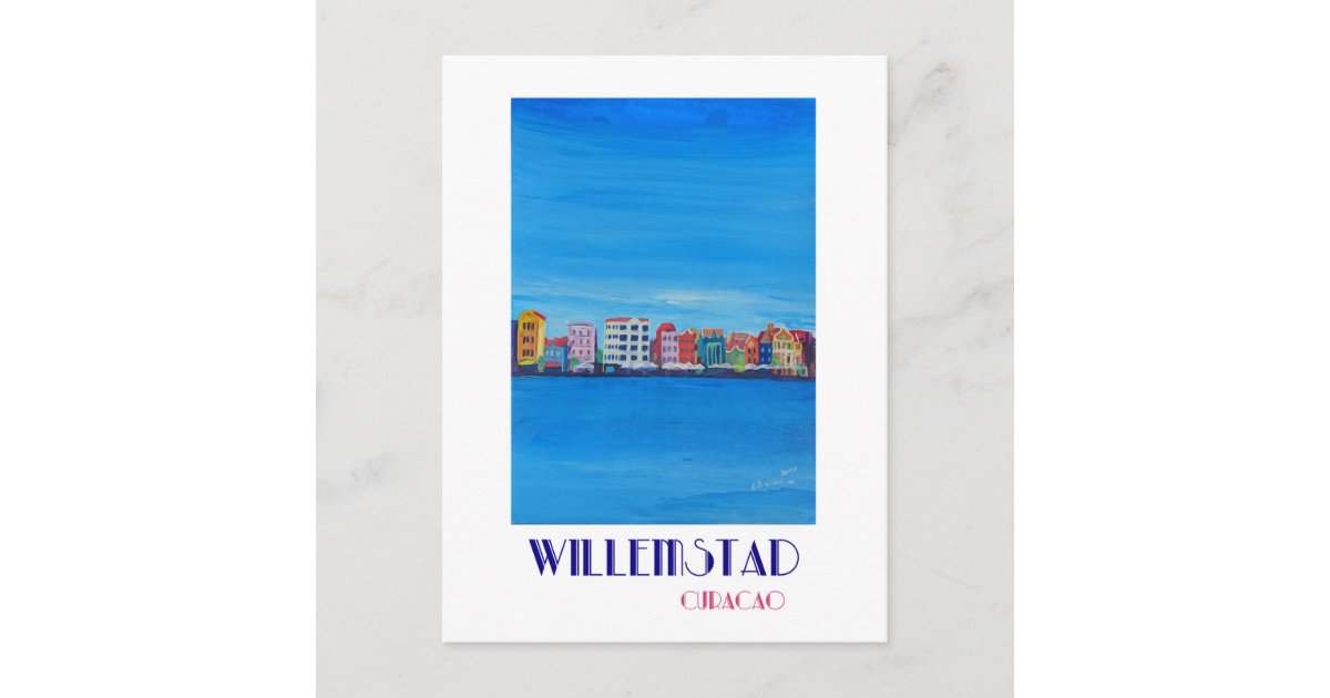 Retro Poster Willemstad Curacao Postcard | Zazzle