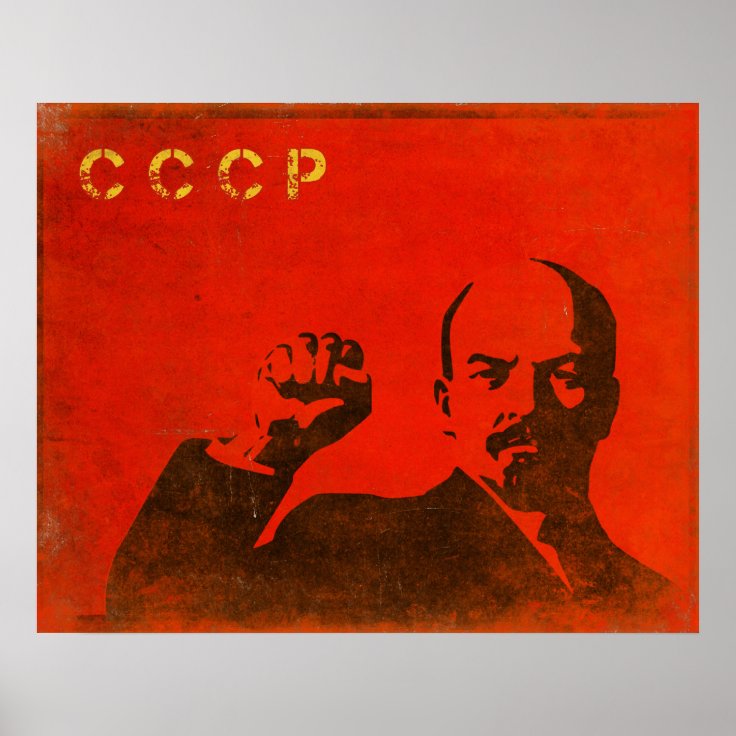 Retro Poster with Vintage Lenin USSR Print | Zazzle