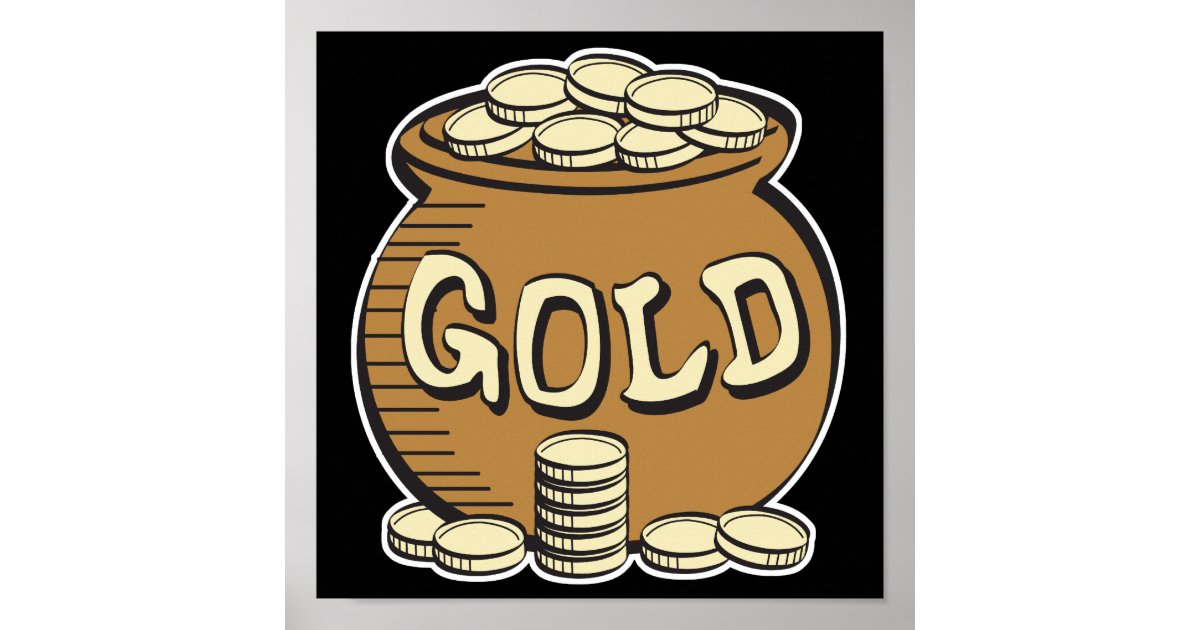 retro pot of gold poster | Zazzle