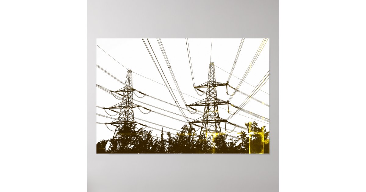 Retro Power lines Art Poster | Zazzle
