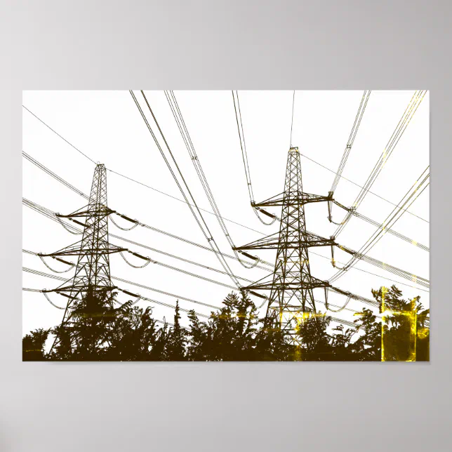 Retro Power lines Art Poster | Zazzle