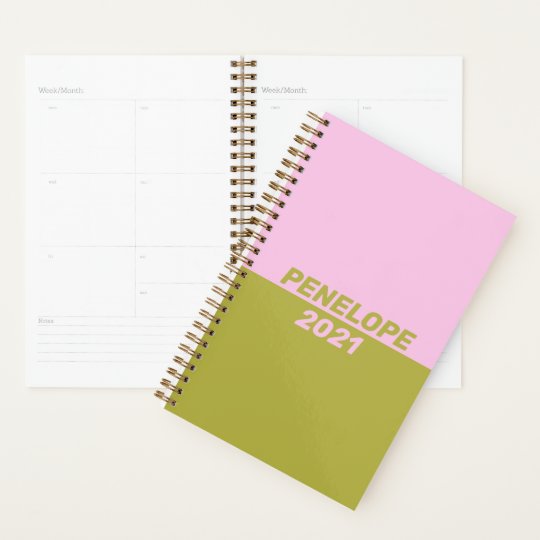 Retro Preppy Pink Green Geometric Personalized Planner | Zazzle.com