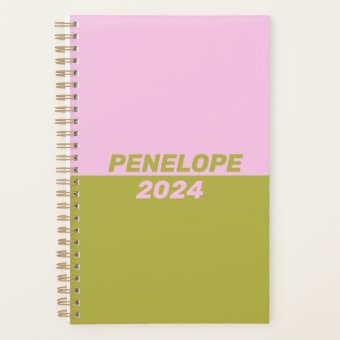 Retro Preppy Pink Green Geometric Personalized Planner | Zazzle