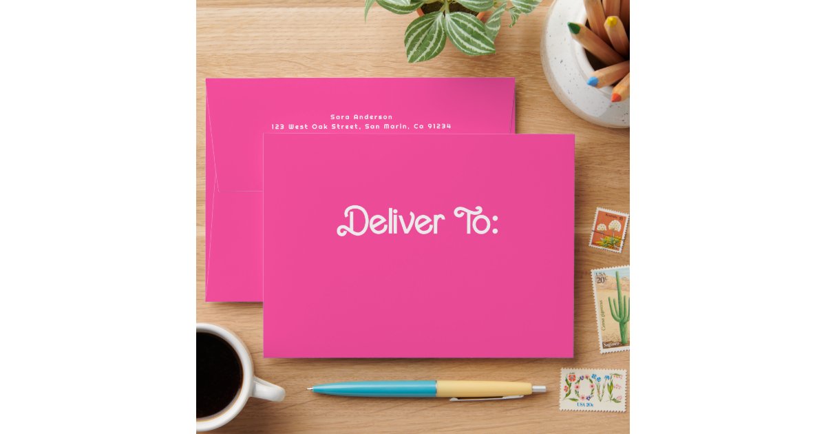 Retro Pretty Pink Malibu Stars Envelope | Zazzle