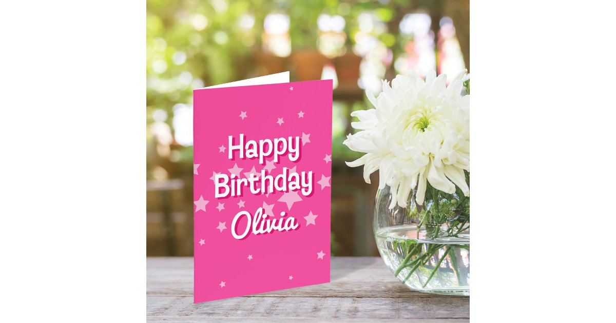 Retro Pretty Pink Stars Birthday Greeting Card | Zazzle
