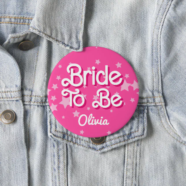 Retro Pretty Pink Stars Bridal Shower Button | Zazzle