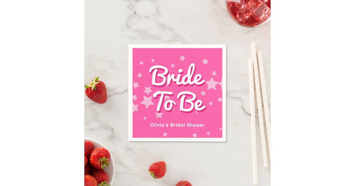 Retro Pretty Pink Stars Bridal Shower Napkins | Zazzle
