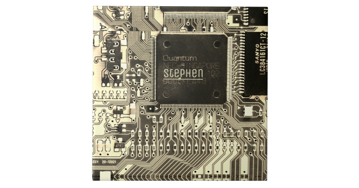 Retro printed circuit board • Geek electronic PCB Ceramic Tile | Zazzle