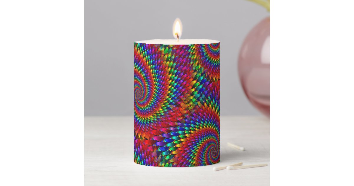 Retro Psychedelic 70's Pillar Candle | Zazzle