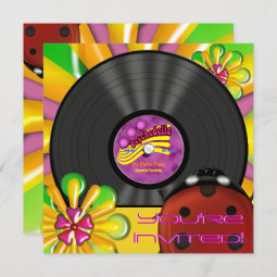 Retro Psychedelic Vinyl Record Party Invitations | Zazzle