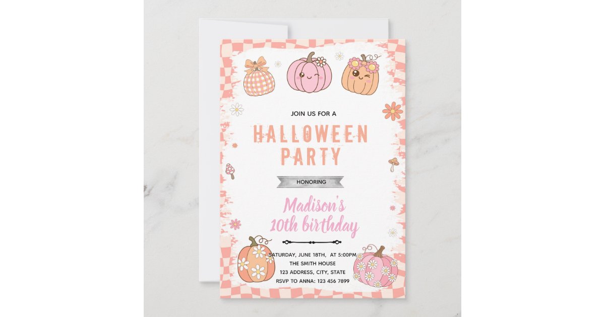 Retro pumpkin party invitation | Zazzle