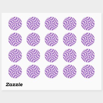 Retro Purple Check Warped Checks Checkered Classic Round Sticker | Zazzle