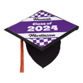 Retro Purple Checkered Class of 2024 Graduation Graduation Cap Topper ...