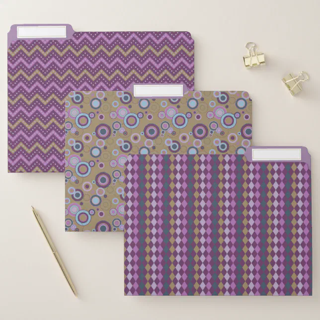 Retro Purple Geometric Patterns File Folder | Zazzle
