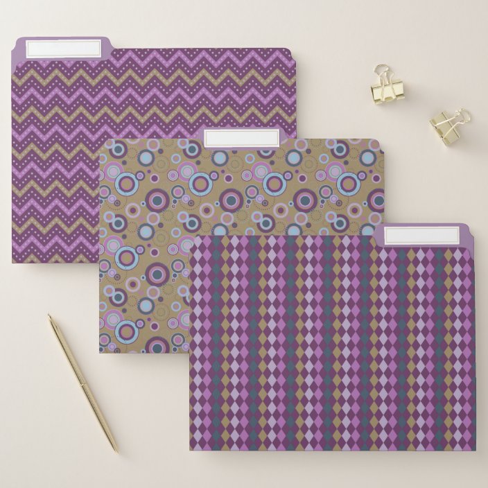 Retro Purple Geometric Patterns File Folder | Zazzle.com
