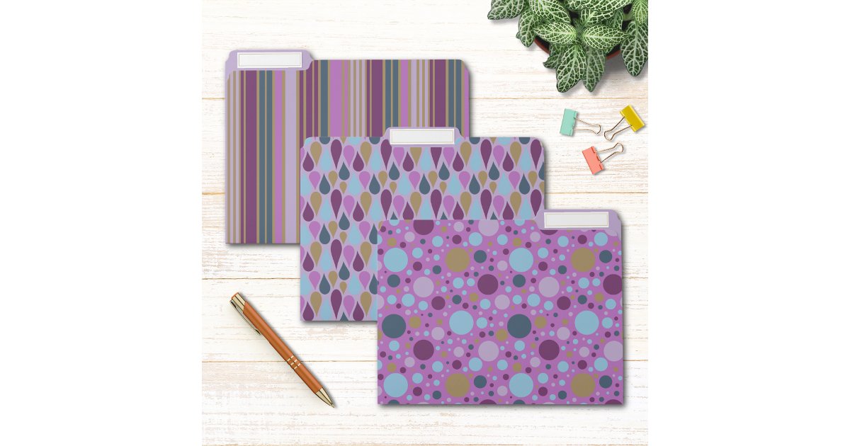 Retro Purple Geometric Patterns File Folder | Zazzle