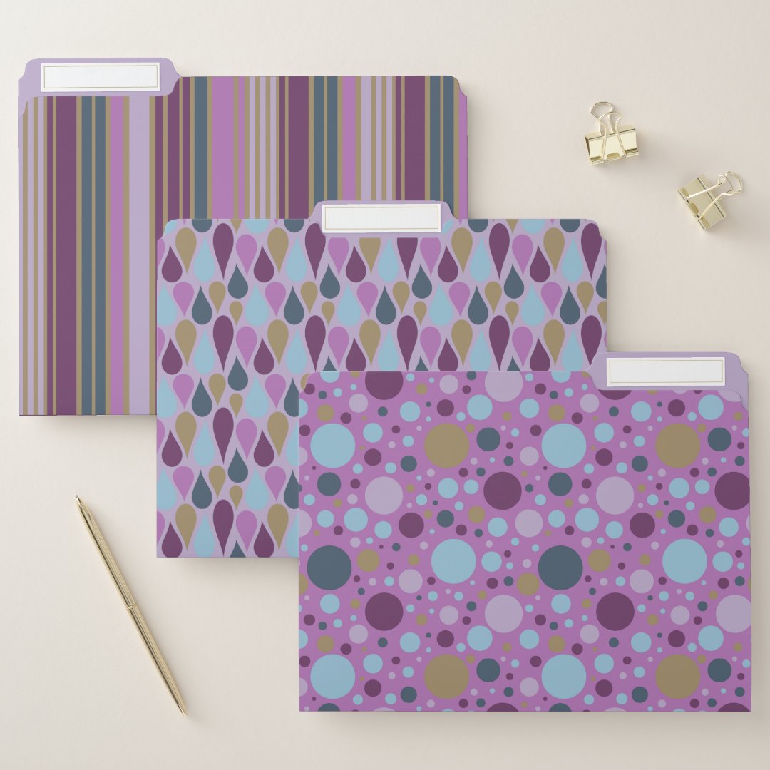 Retro Purple Geometric Patterns File Folder | Zazzle