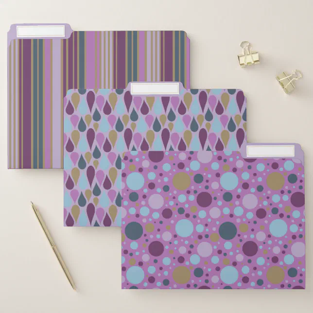 Retro Purple Geometric Patterns File Folder | Zazzle