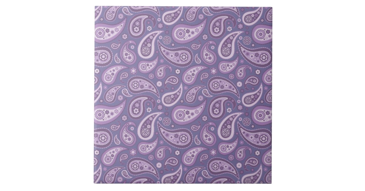 Retro Purple Paisley Pattern Tile | Zazzle