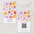 Retro Purple QR Code Groovy Floral Girly Boho Business Card | Zazzle