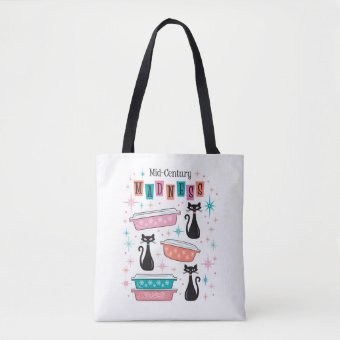 Retro Pyrex Mod Kitty Cats MCM Atomic Tote Bag | Zazzle