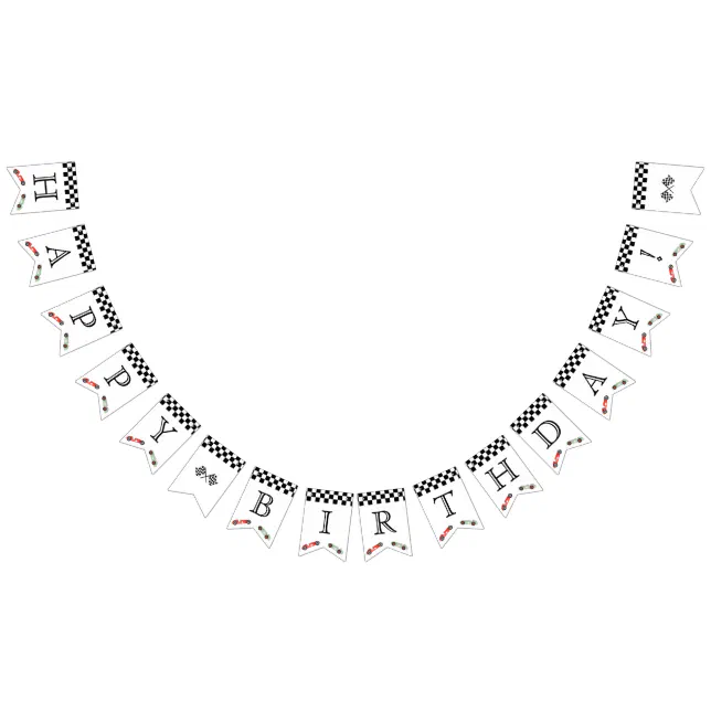 Retro Race Car Theme Birthday Bunting Flags | Zazzle
