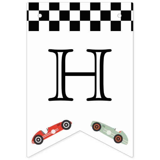 Retro Race Car Theme Birthday Bunting Flags | Zazzle