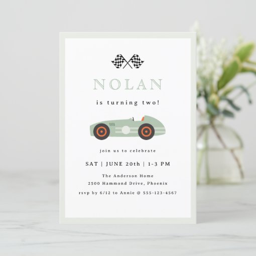 Retro Race Car Theme Birthday Invitation | Zazzle