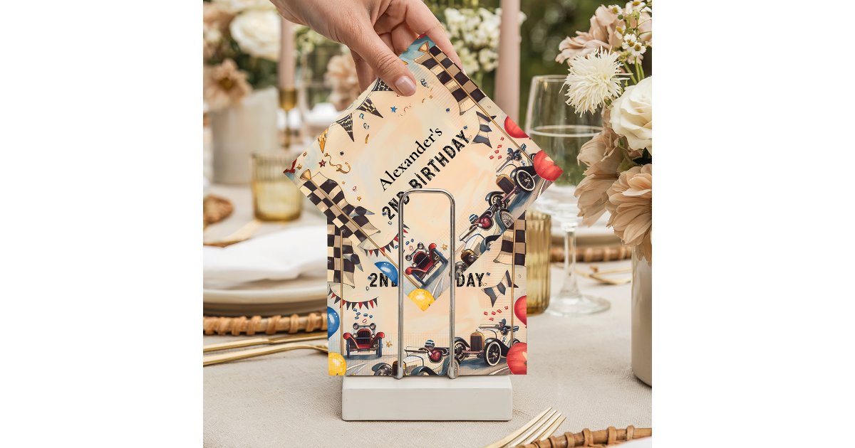 Retro Race Track Two Fast Birthday Napkins | Zazzle