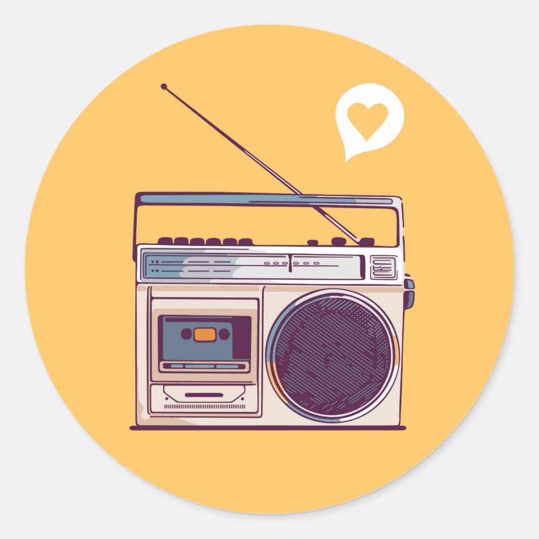 Retro Radio Boombox Classic Round Sticker | Zazzle