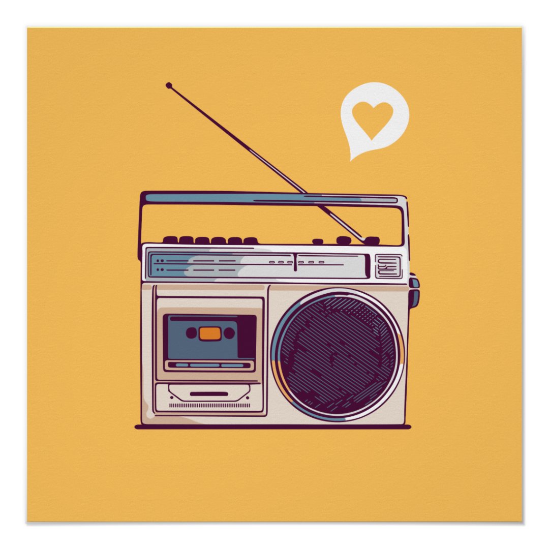 Retro Radio Boombox Poster | Zazzle