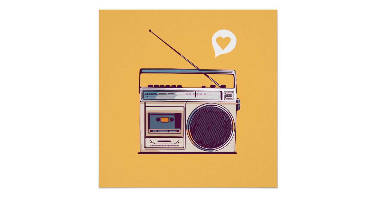 Retro Radio Boombox Poster | Zazzle