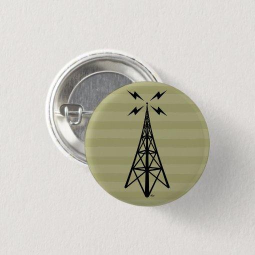 Retro Radio Tower Button | Zazzle