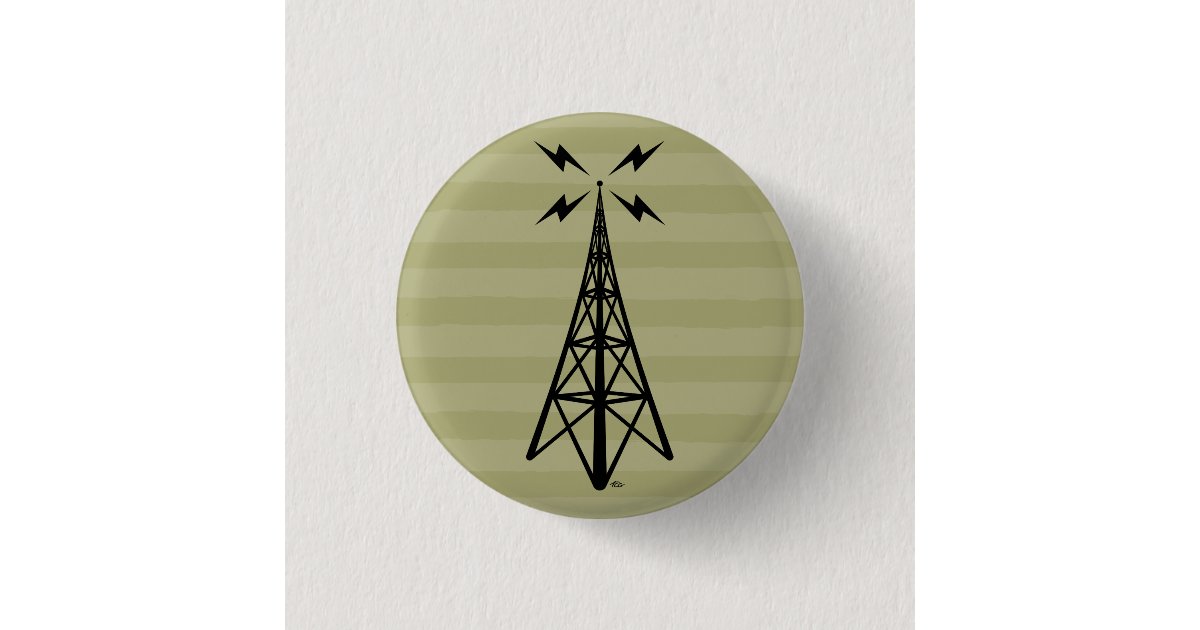 Retro Radio Tower Button | Zazzle