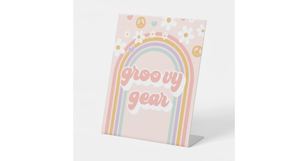 Retro Rainbow Birthday Groovy Gear Sign | Zazzle