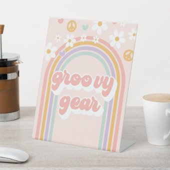 Retro Rainbow Birthday Groovy Gear Sign | Zazzle