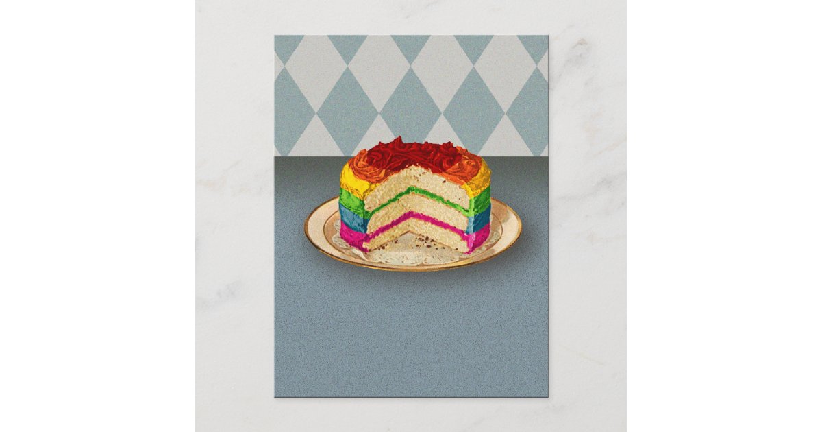 Retro Rainbow Cake Postcard | Zazzle