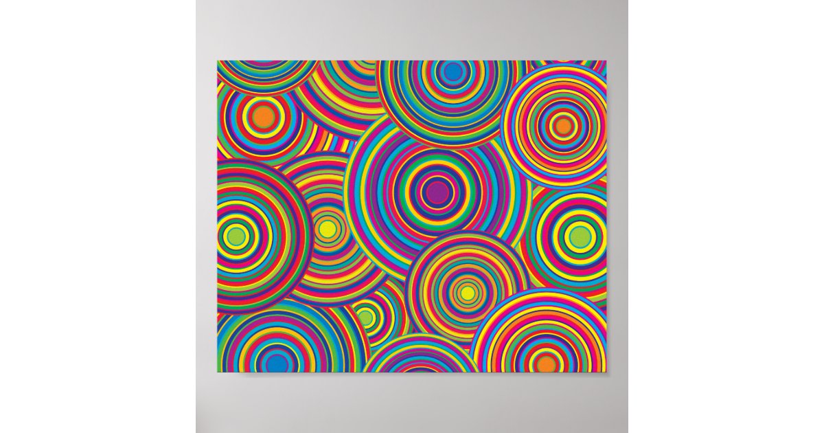 Retro Rainbow Circles Pattern Poster | Zazzle