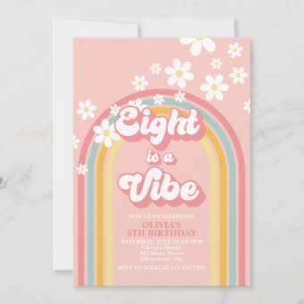 Retro Rainbow Eight is a Vibe Groovy 8th Birthday Invitation | Zazzle