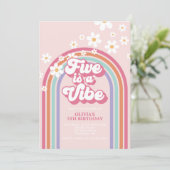 Retro Rainbow Five is a Vibe 5th Birthday Invitation | Zazzle