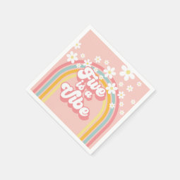Retro Rainbow FIVE is a Vibe Groovy 5th Birthday Napkins | Zazzle