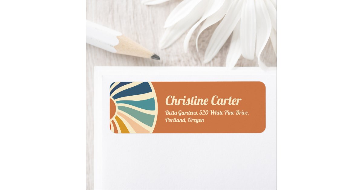 Retro Rainbow Groovy Baby Shower Return Address La Label | Zazzle