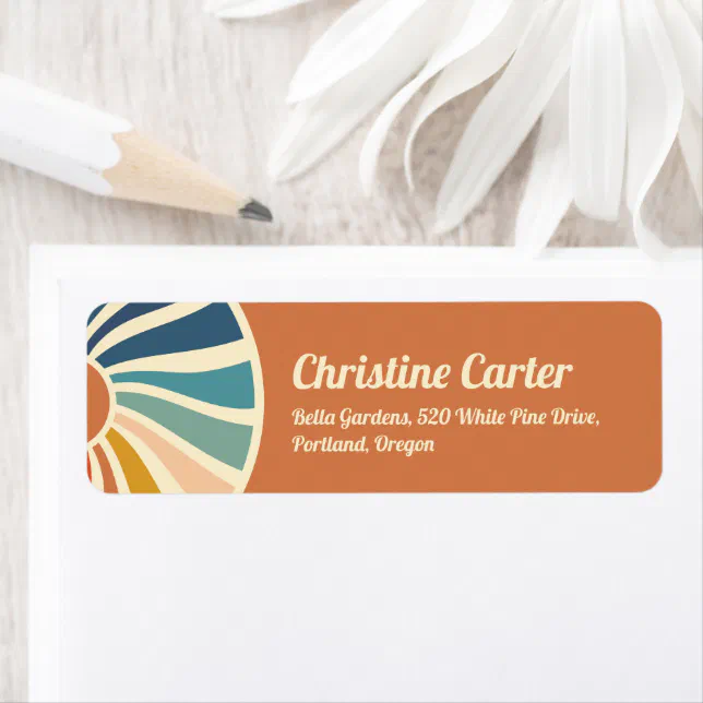 Retro Rainbow Groovy Baby Shower Return Address La Label | Zazzle